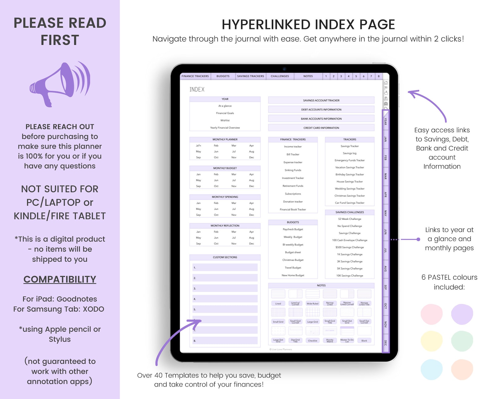 Budget Planner, Finance Tracker, Pastel Paycheck Planner, Money ...