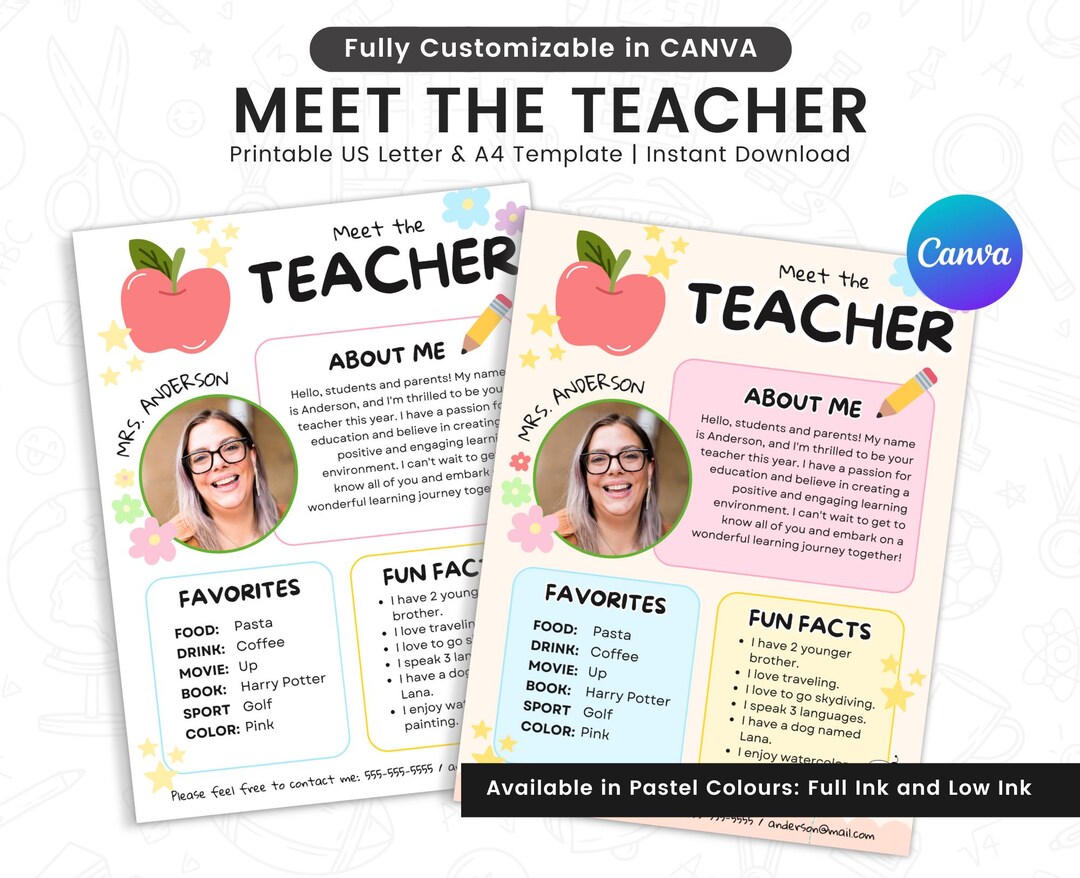 Editable Meet the Teacher Template: Classroom Bio Card (digital ...