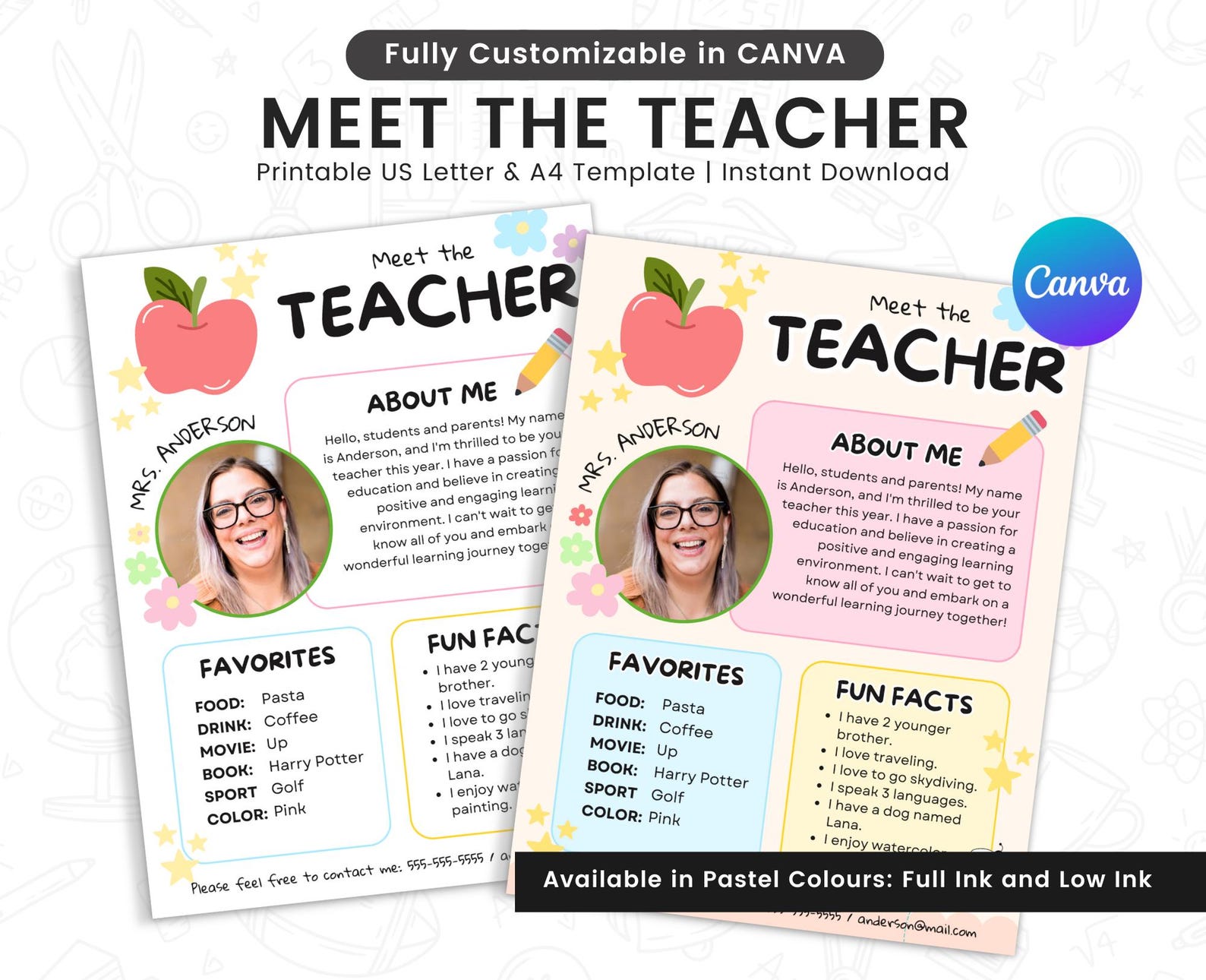 Editable Meet the Teacher Template: Classroom Bio Card (digital ...