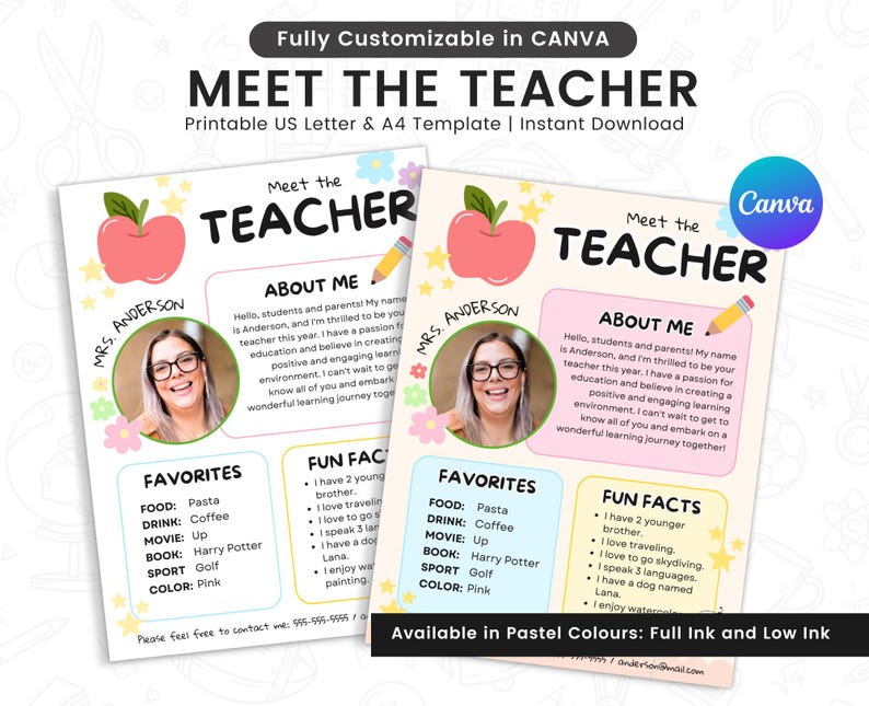 Editable Meet the Teacher Template: Classroom Bio Card (digital ...
