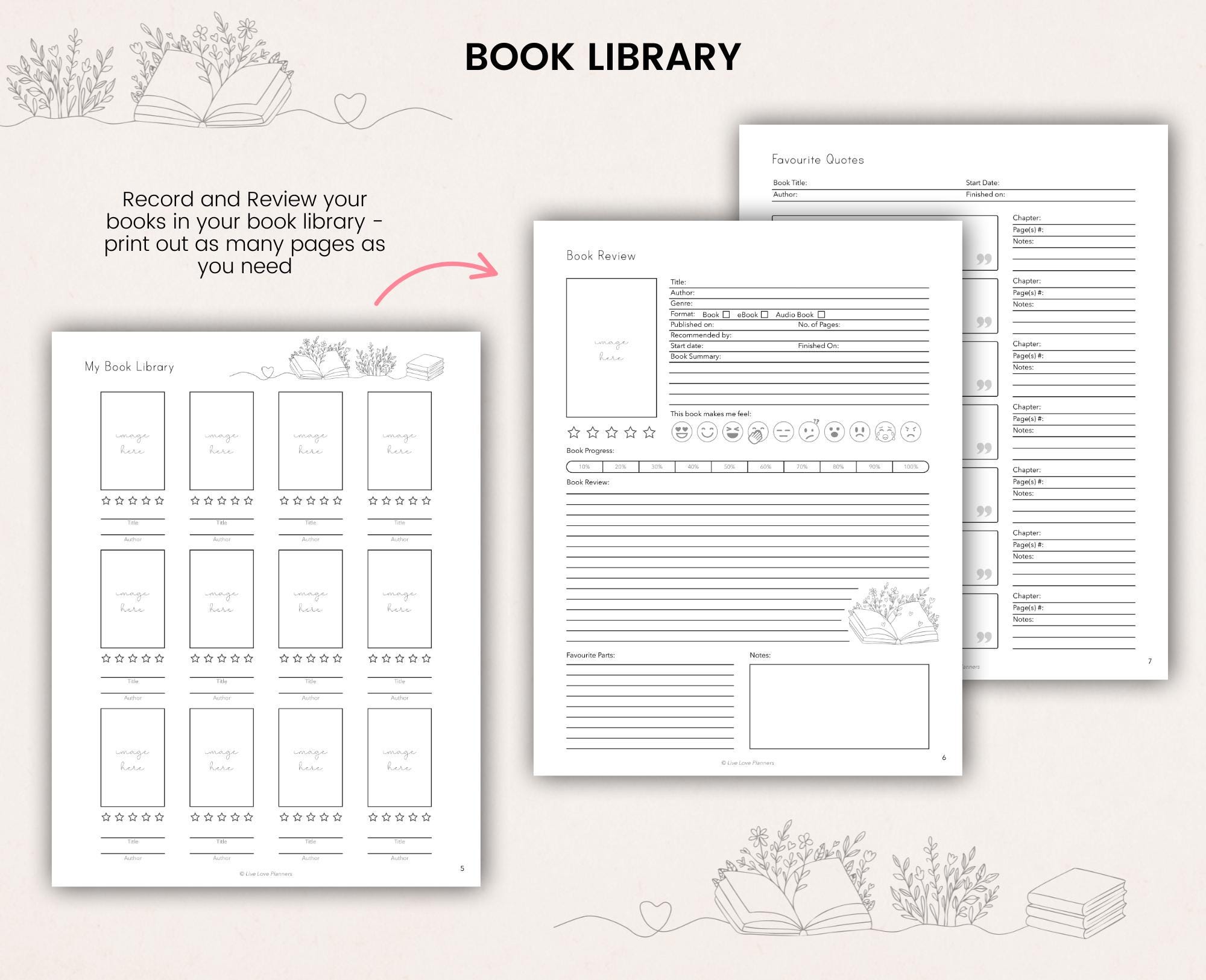 Printable Reading Journal: Fillable Book Tracker (digital Download) - Etsy