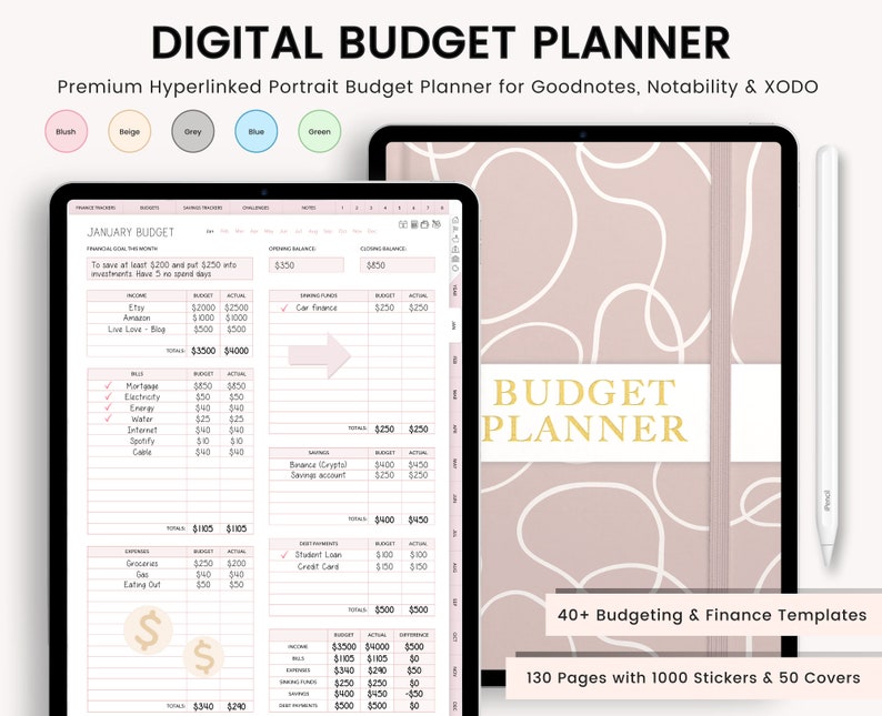 Digital Budget Planner Finance Tracker Finance Planner - Etsy