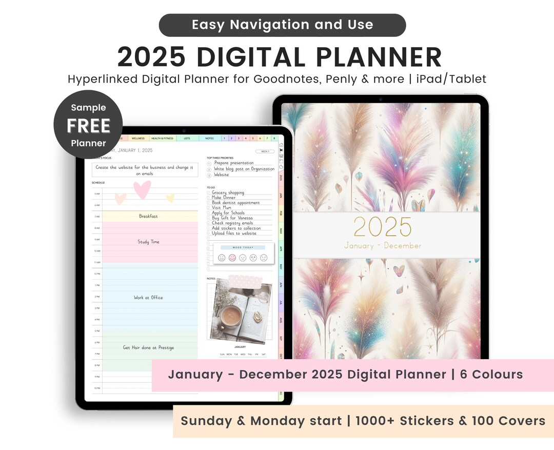 2025 Digital Planner, 2025 Portrait Planner, 2025 Planner, 2025 Dated ...