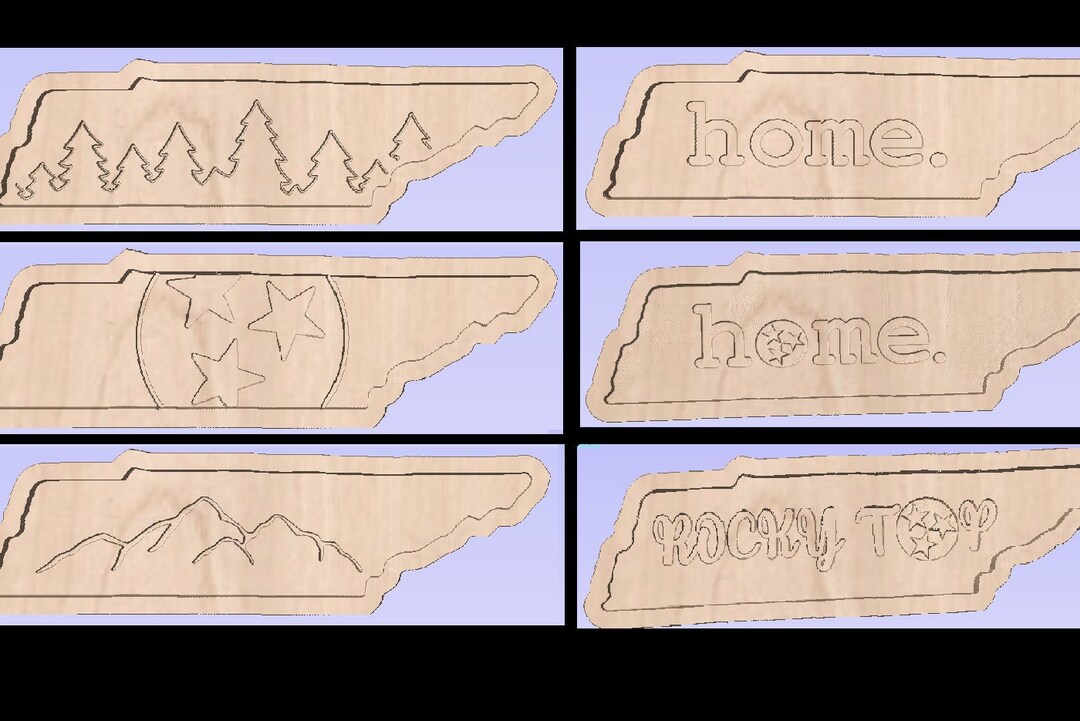 Tennessee State Shaped Catch-all Trays 3D CNC DXF Files STL V-carve ...
