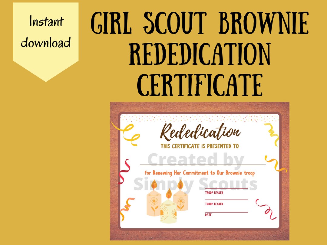 Girl Scout Brownie Rededication Certificate for Rededication Ceremonies ...