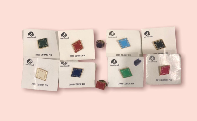 Retired Girl Scout Cookie Pins 1999-2019 Daisy Brownie Junior Cadette ...