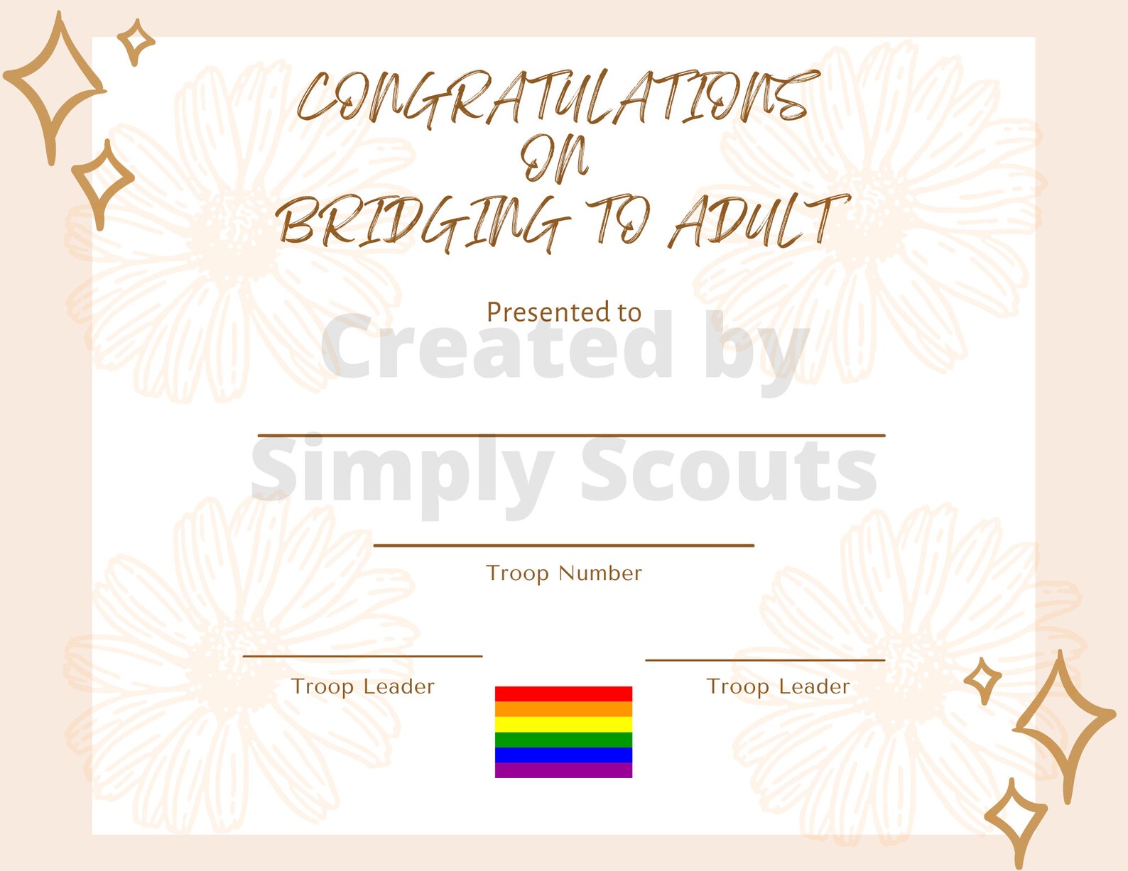 Girl Scout Bridge to Adult Bridging Ceremony Certificate Instant ...