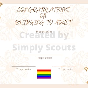 Girl Scout Bridge to Adult Bridging Ceremony Certificate Instant ...