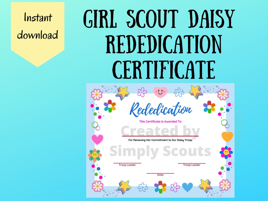 Girl Scout Daisy Rededication Certificate for Rededication Ceremonies ...