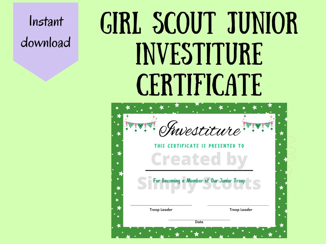 Girl Scout Junior Investiture Certificate for Investiture Ceremonies - Etsy