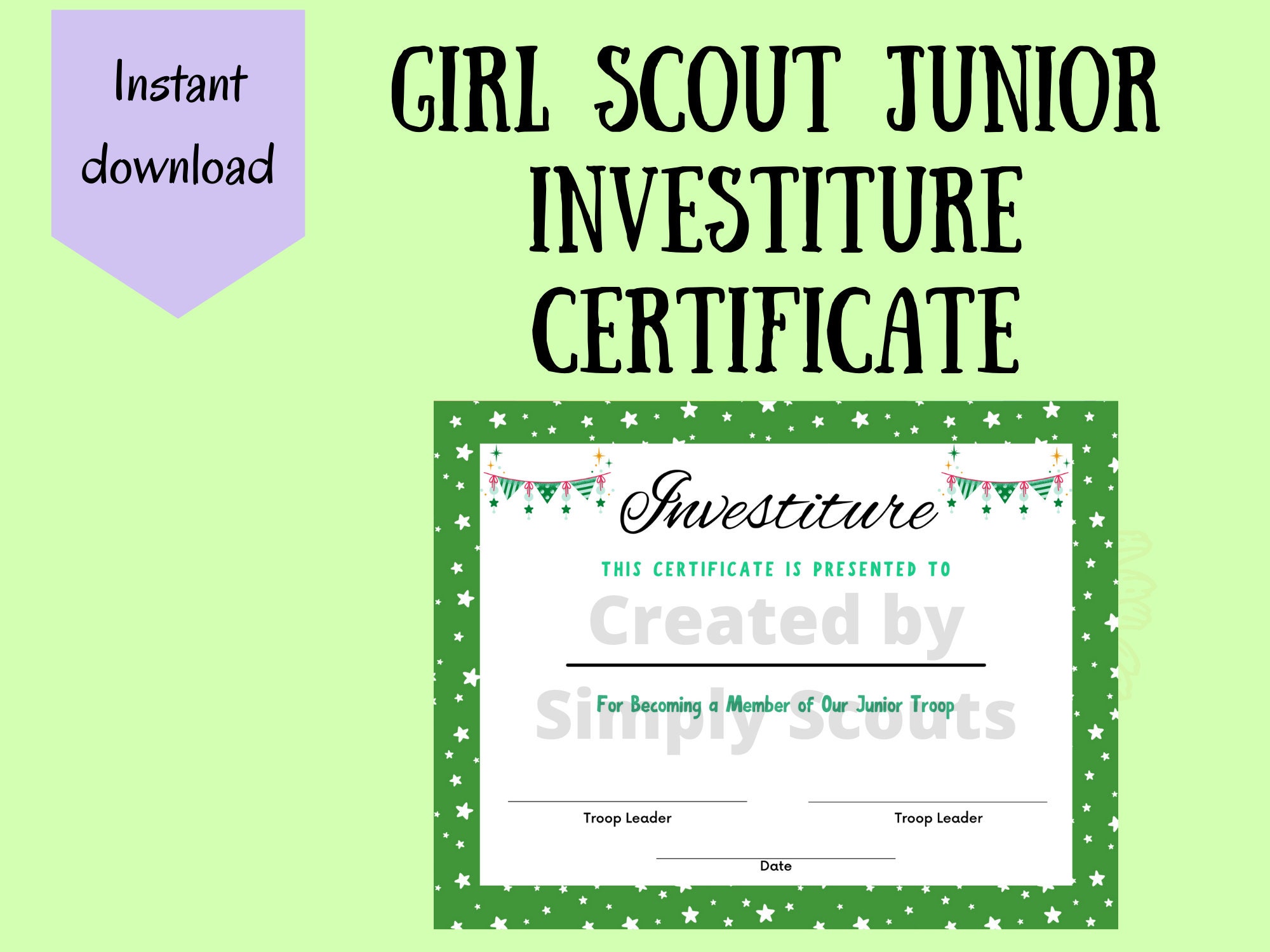 Girl Scout Junior Investiture Certificate for Investiture Ceremonies - Etsy