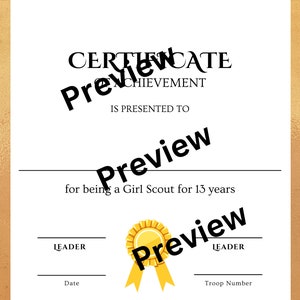 13 Years in Girl Scouts Certificate for Graduating Ambassador Scouts - Etsy