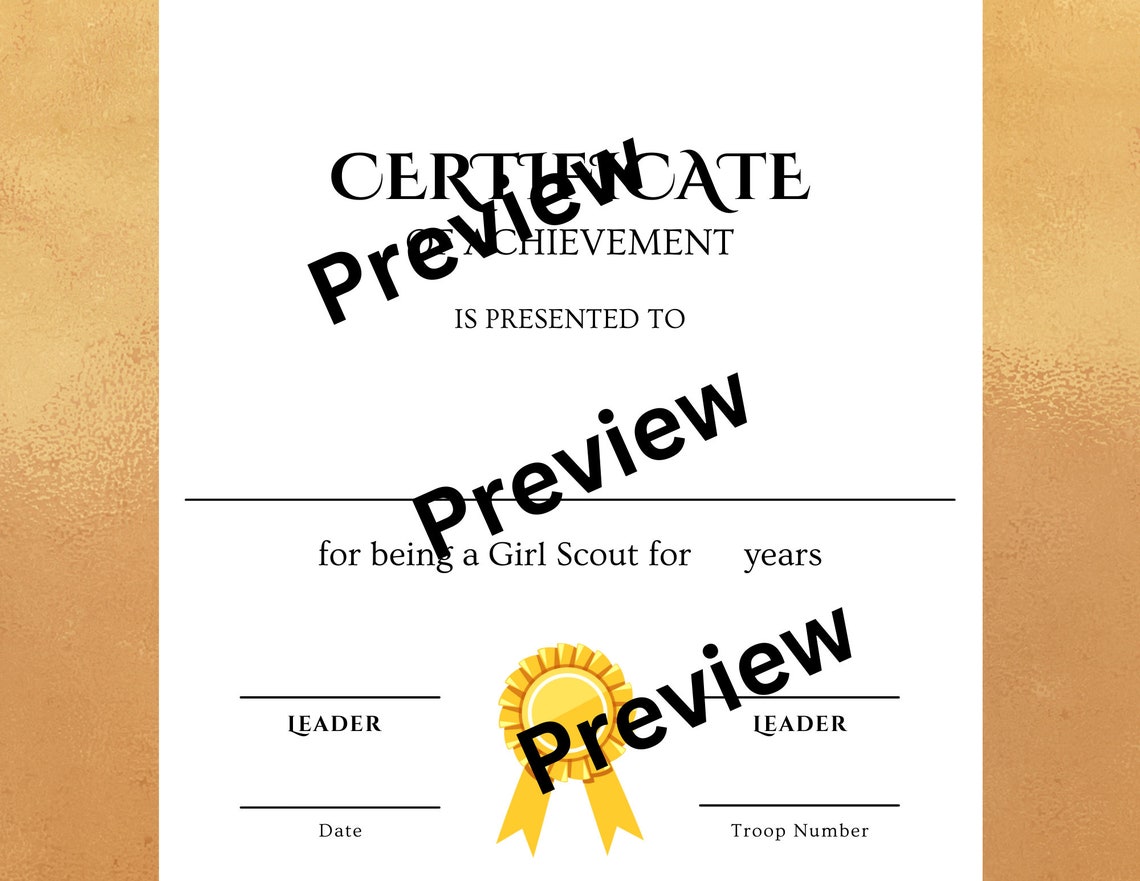 Blank Years in Girl Scouts Certificate for Graduating - Etsy