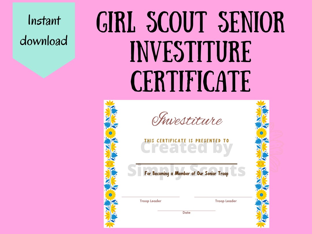 Girl Scout Senior Investiture Certificate for Investiture Ceremony - Etsy
