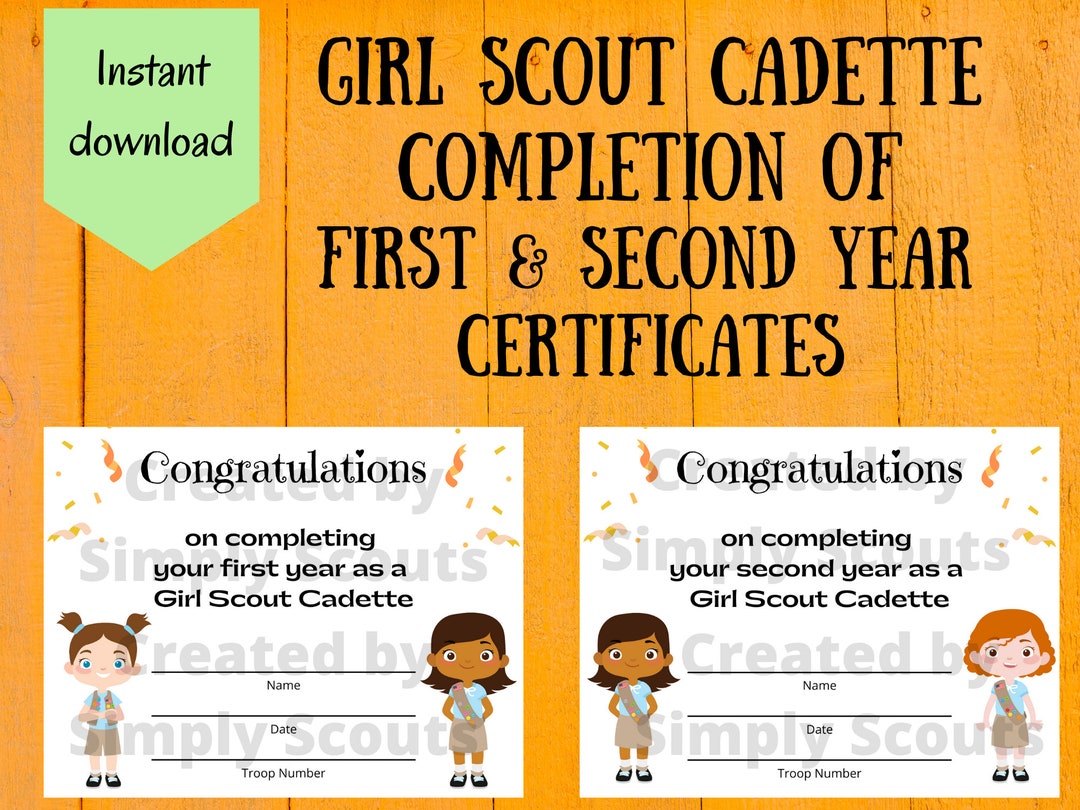Girl Scout Cadette Completion of First Year and Second Year ...
