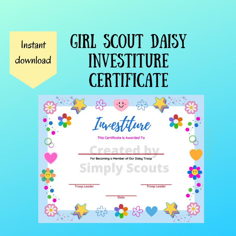 Girl Scout Daisy Investiture Certificate for Investiture - Etsy UK