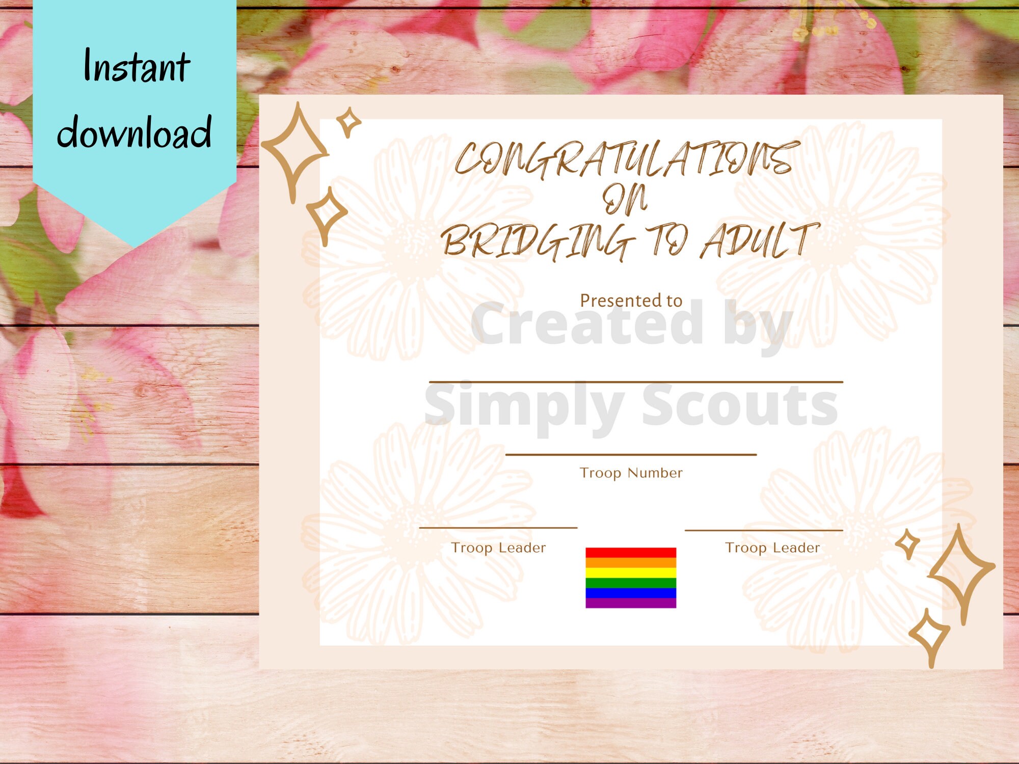 Girl Scout Bridge to Adult Bridging Ceremony Certificate Instant ...