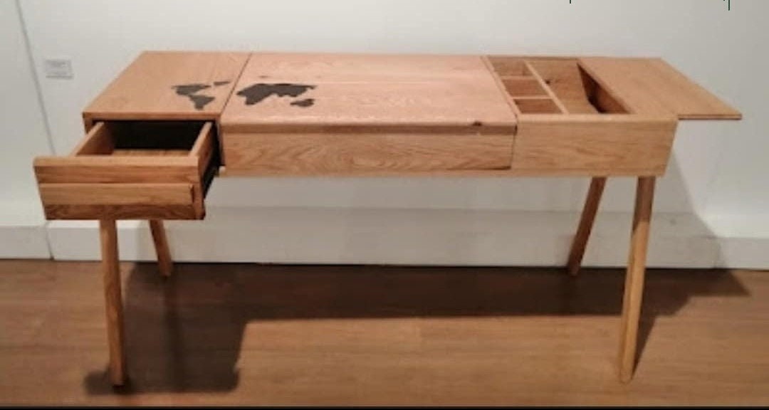 Oak Desk, Dressing Table, Minimalist Desk, Wooden Desk, Duvet Desk, Office, Make-up Table, Work ...