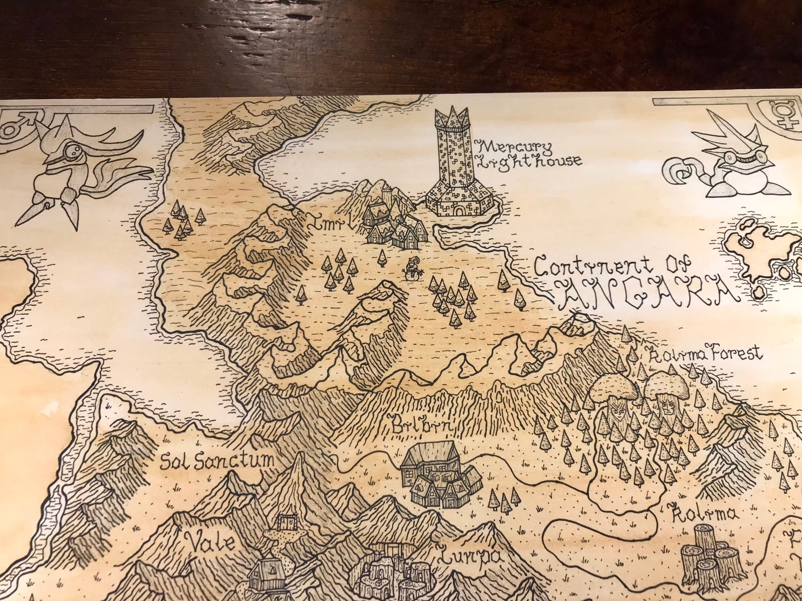 Golden Sun A2 Sized World Map With Detailed City Depiction and - Etsy