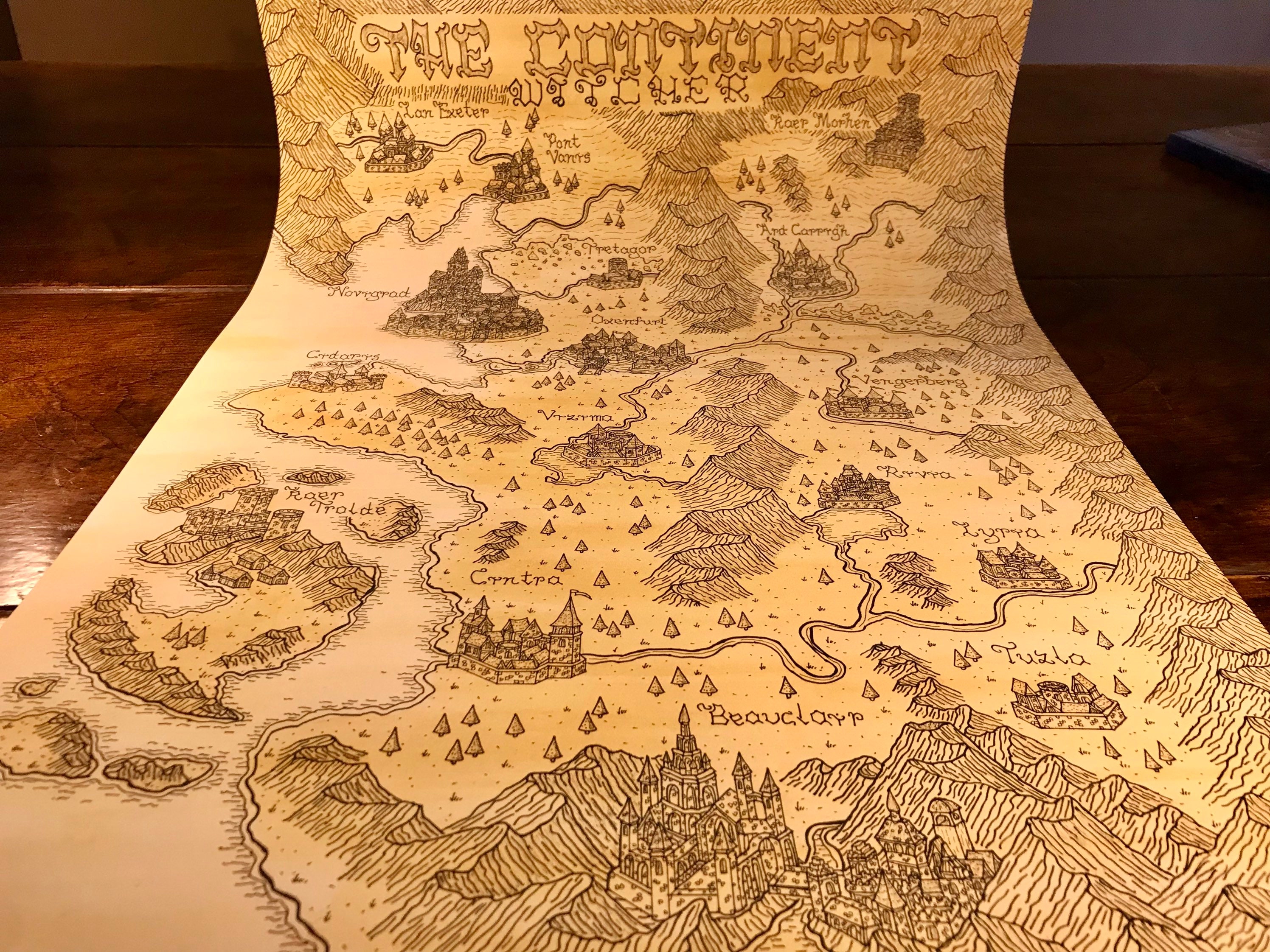 The Witcher Continent Map. A1 and A2 Sized Map With Detailed | Etsy UK