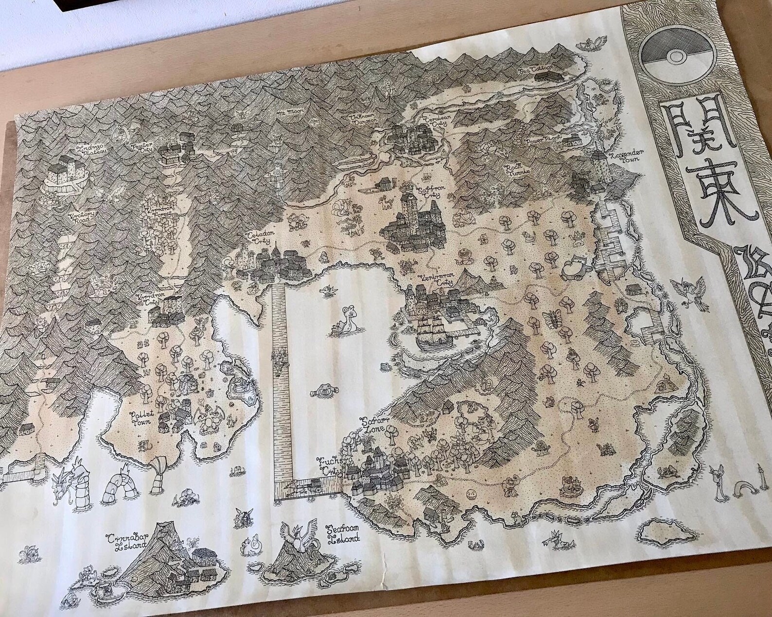 Pokémon Kanto Map With All 151 Original Pokémon Illustrated in A1 A2 ...