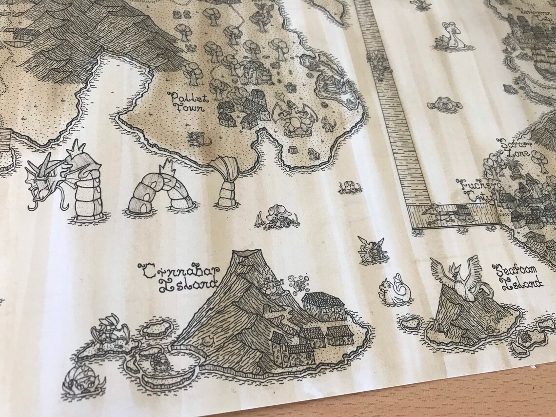 Pokémon Kanto Map With All 151 Original Pokémon Illustrated in - Etsy