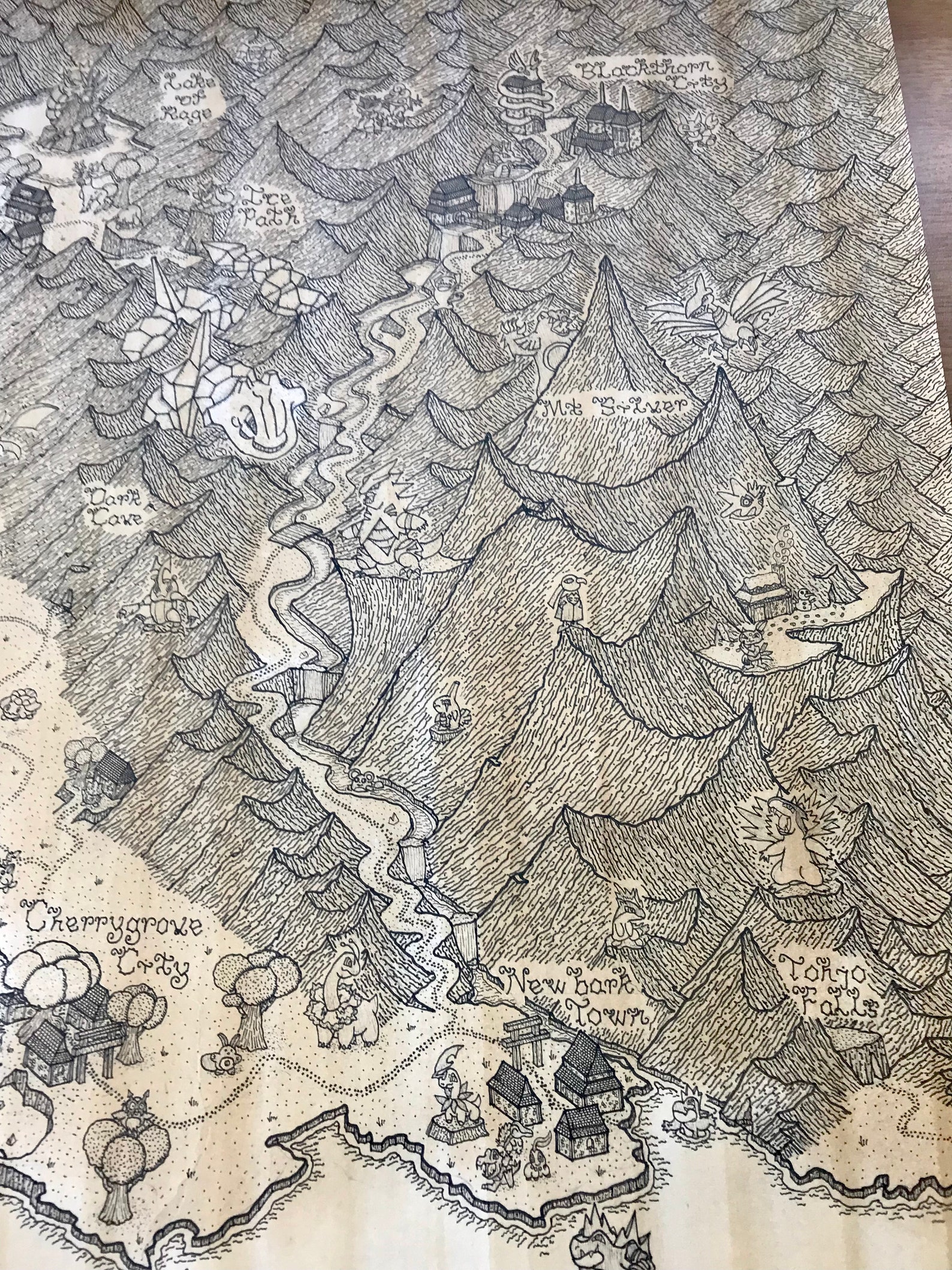 Pokémon Johto Map With All 100 Generation 2 Pokémon Illustrated in A1 ...