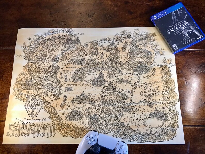 Skyrim Map A1 and A2 Sized Map With Detailed City Depiction - Etsy Canada