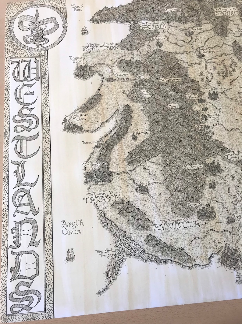 Mapa de la Rueda del Tiempo. dibujado a mano en tamaños A1 y - Etsy España