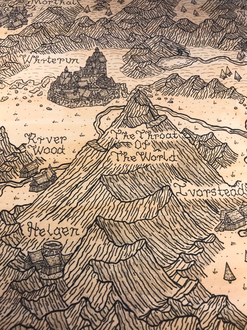 Skyrim Map A1 and A2 Sized Map With Detailed City Depiction - Etsy Canada