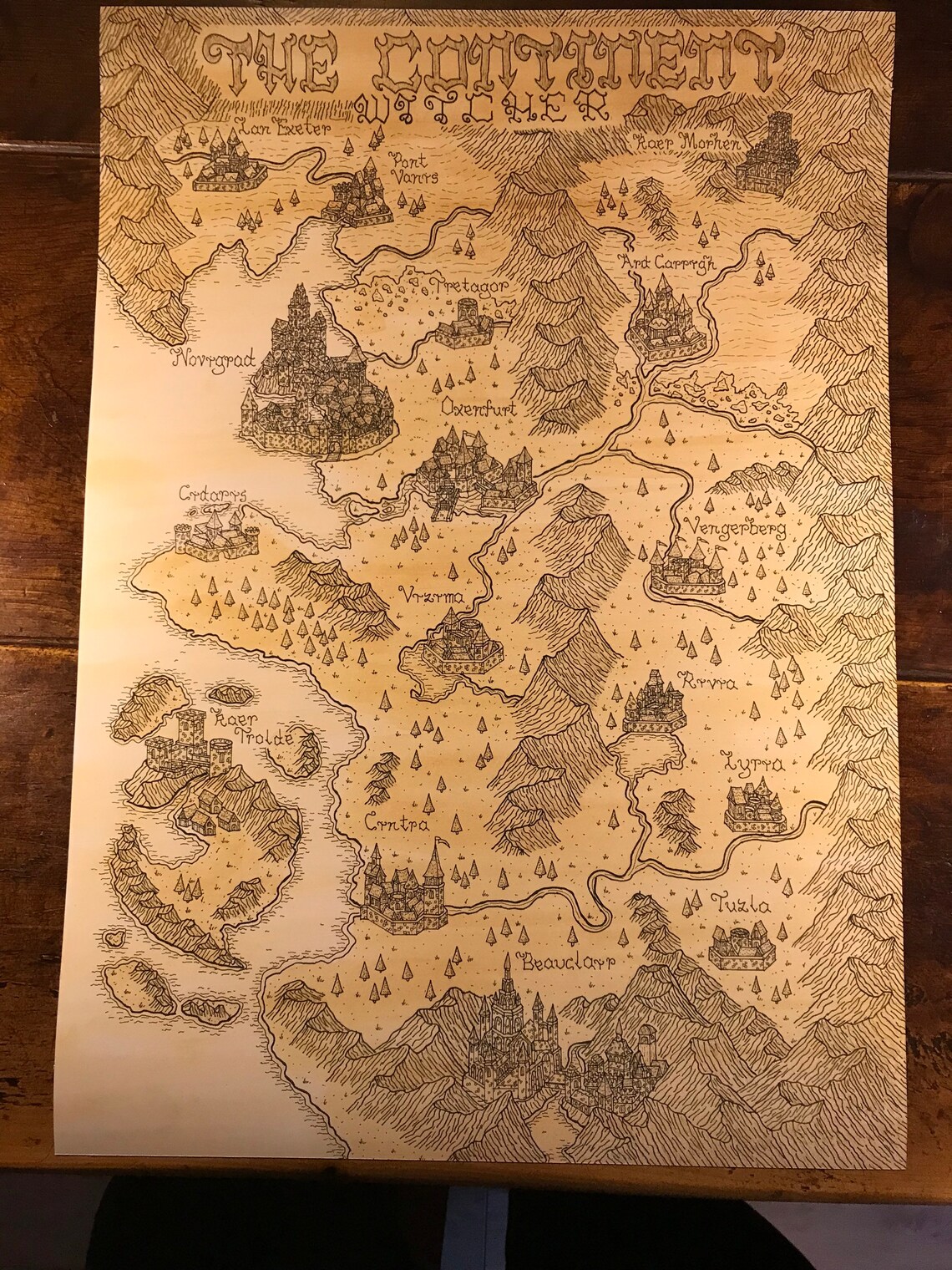 Mapa del continente The Witcher. Mapa de tamaño A1 y A2 con - Etsy México