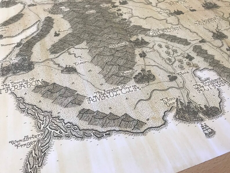 Wheel of Time Map. Hand Drawn in A1 and A2 Sizes With Unique City ...