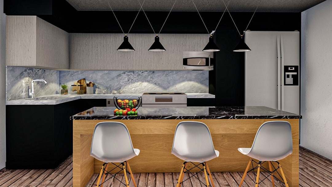 Kitchen Rendering, Kitchen 3D Rendering, Kitchen Design, 3D Rendering ...