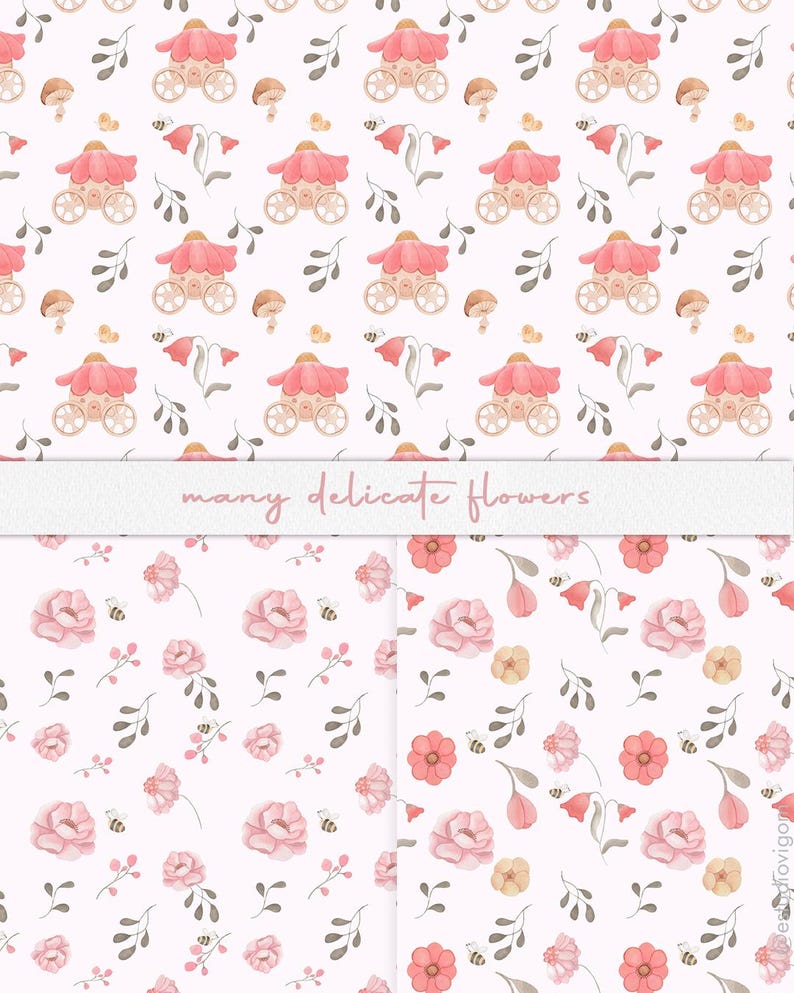 Watercolor Garden Digital Kit: Hand-painted PNG Graphics & Clipart ...