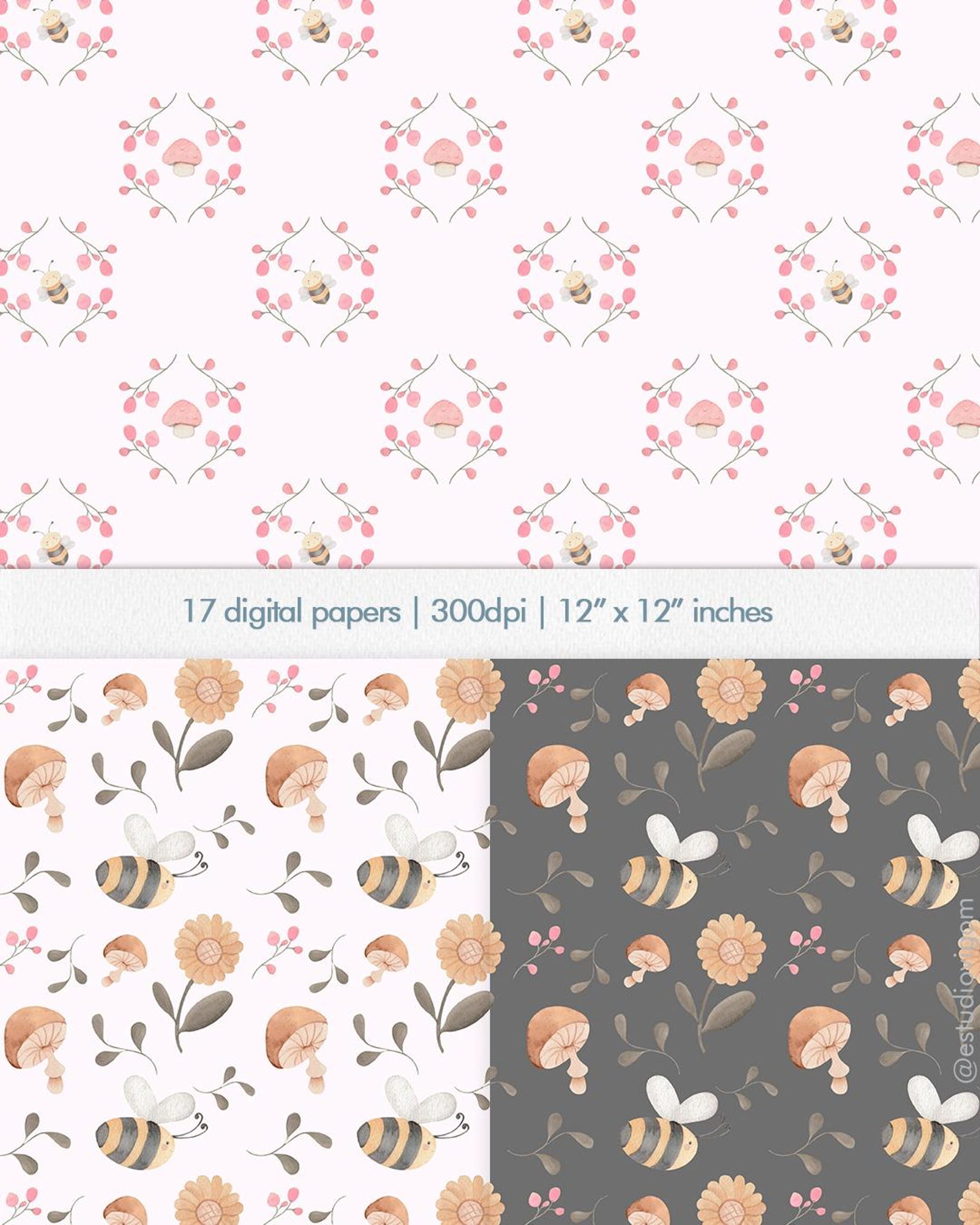 Watercolor Garden Digital Kit: Hand-painted PNG Graphics & Clipart ...