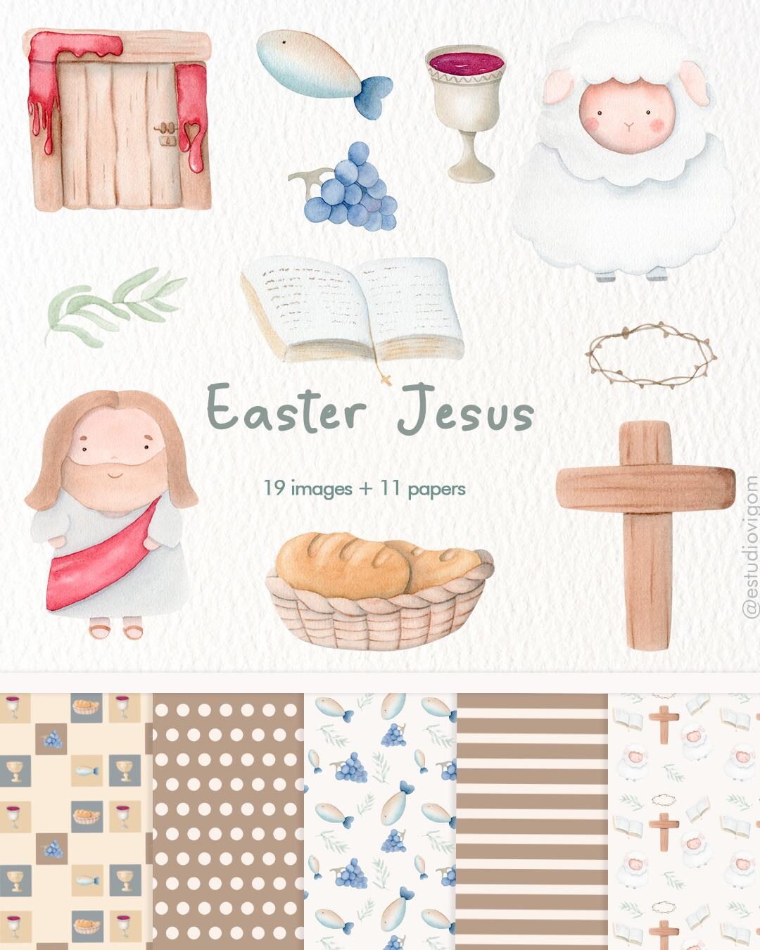 Watercolor Easter Story Clipart, Cute Christian Bible Story ...