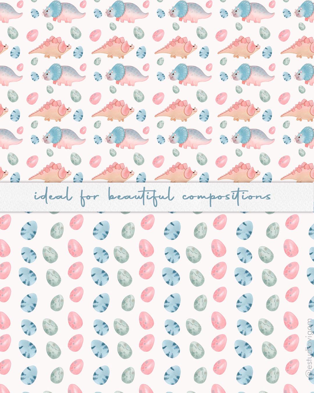Watercolor Dinosaur Clipart & Digital Papers - Cute Prehistoric PNG and ...
