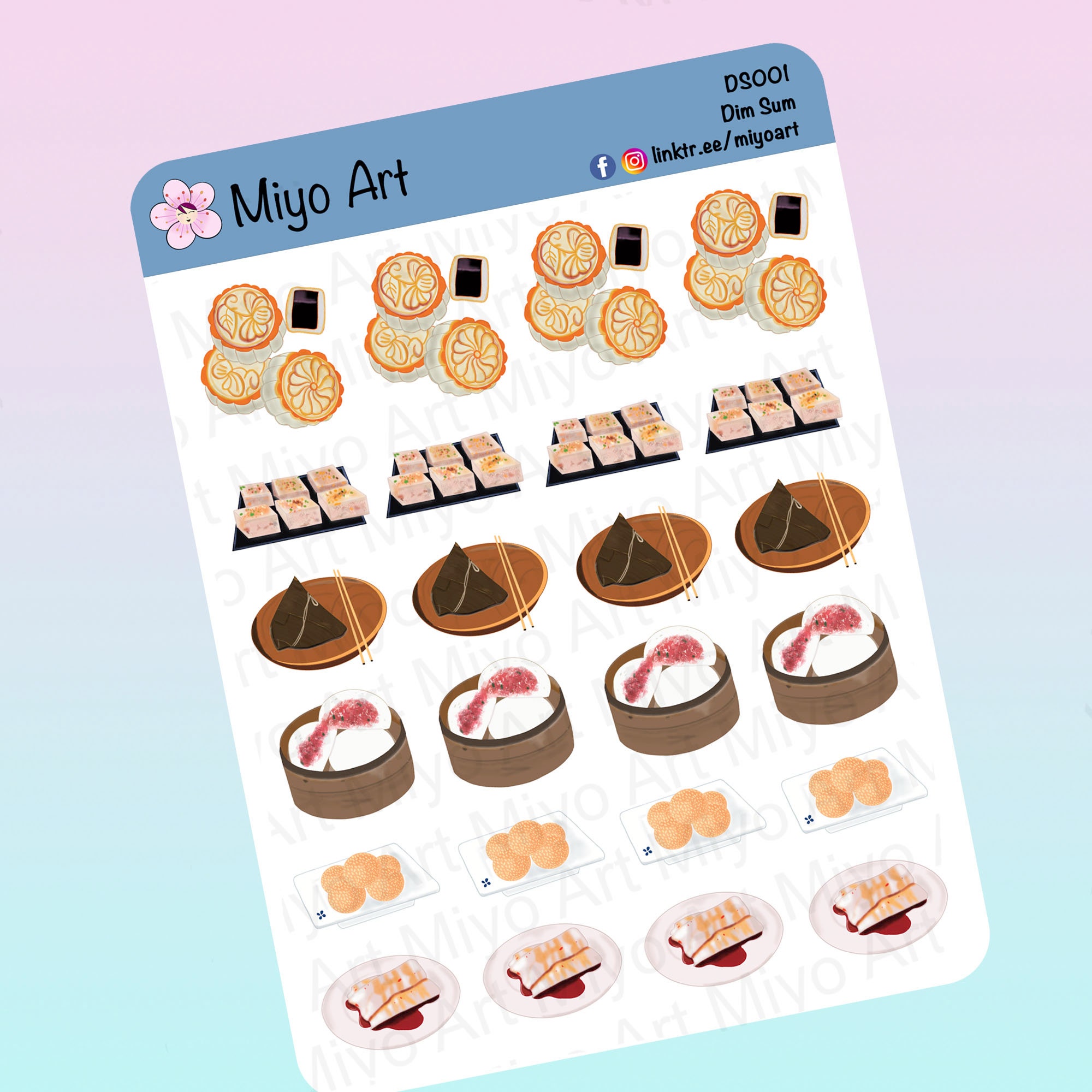 Dim Sum Emoji Hand Drawn In House printed Sticker Sheets | Etsy