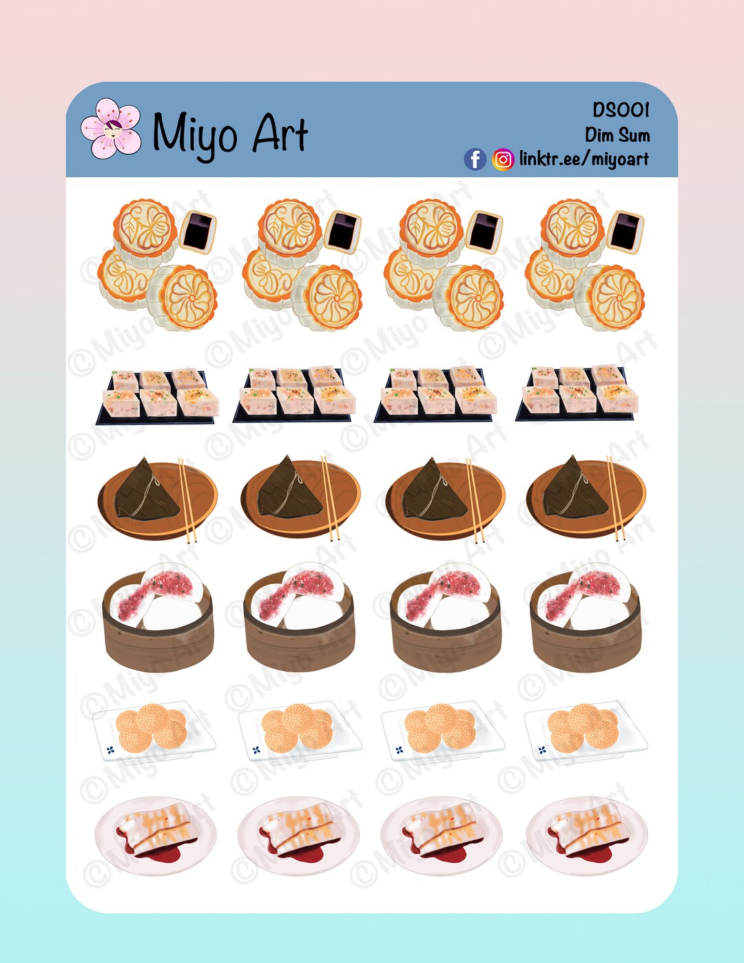Dim Sum Emoji Hand Drawn, in House Printed Sticker Sheets - Etsy