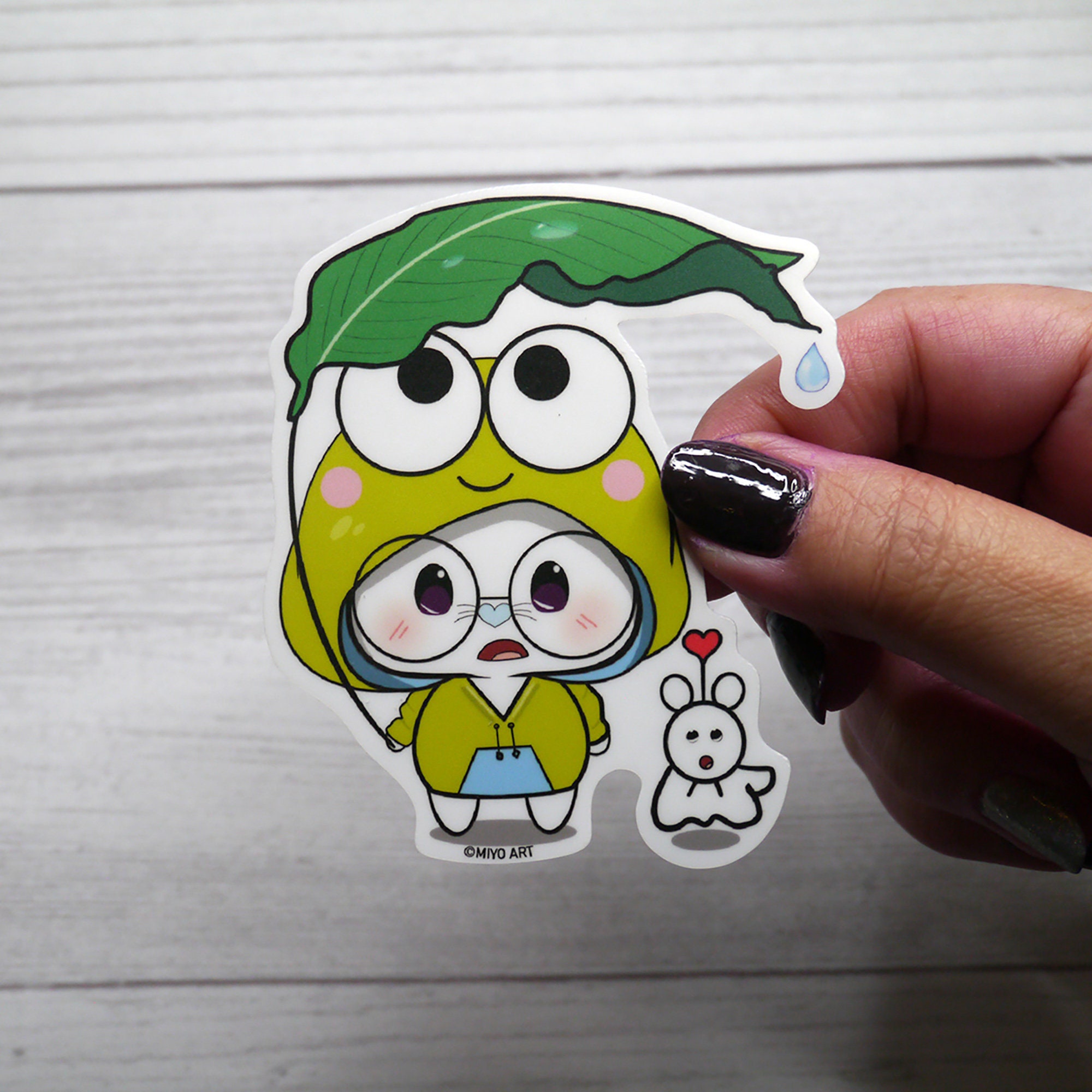 Ben-e Frog Leaf Umbrella Vinyl Sticker. - Etsy