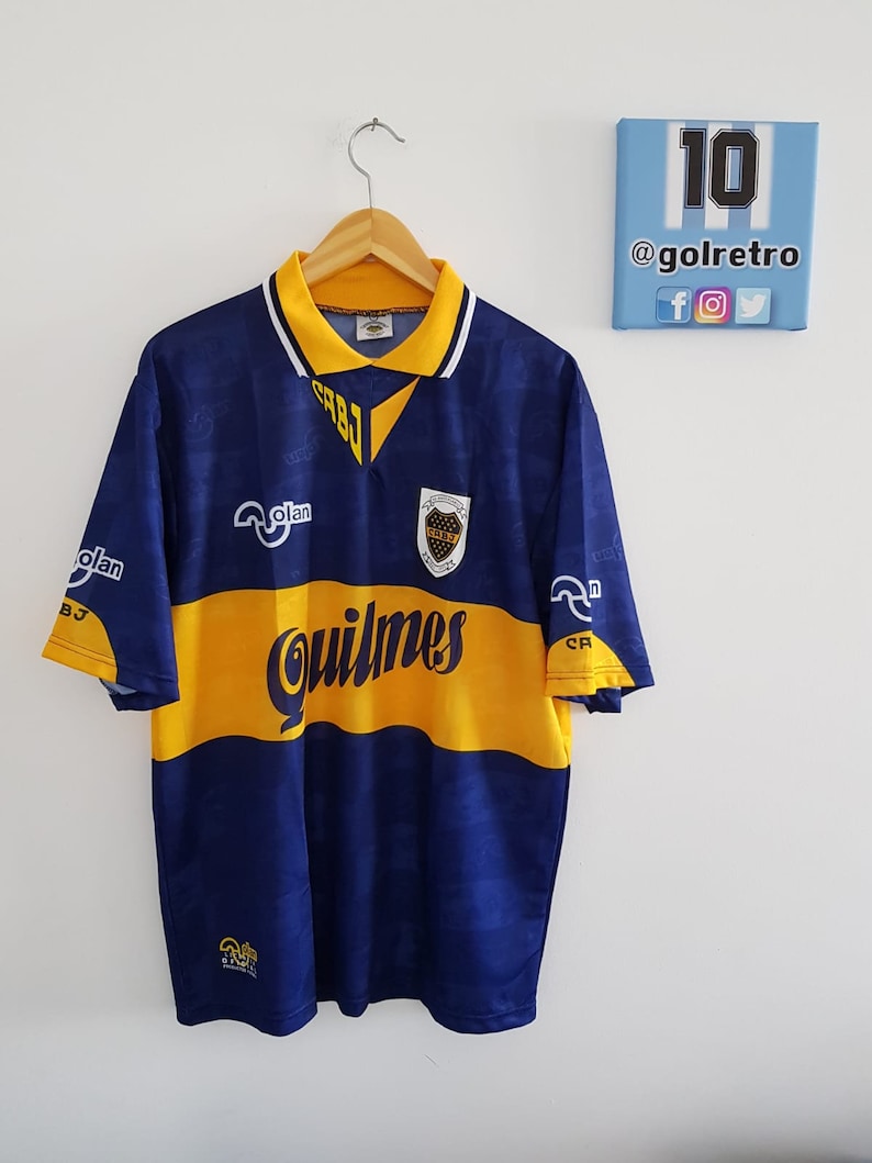Jersey Boca Juniors Quilmes Maradona Retro Original Olan - Etsy