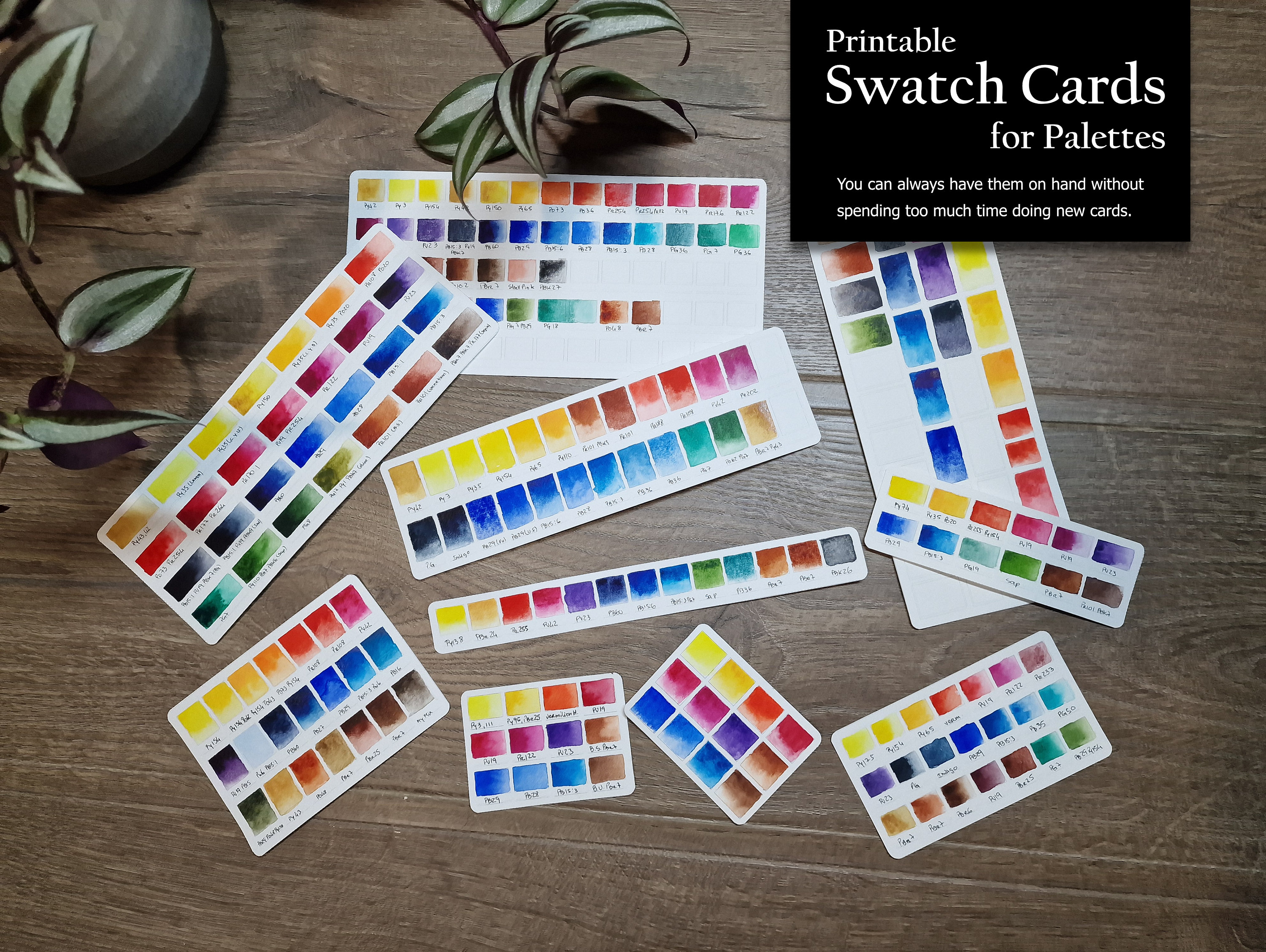 Swatch Cards for Watercolour Palettes - Template/printable - Etsy
