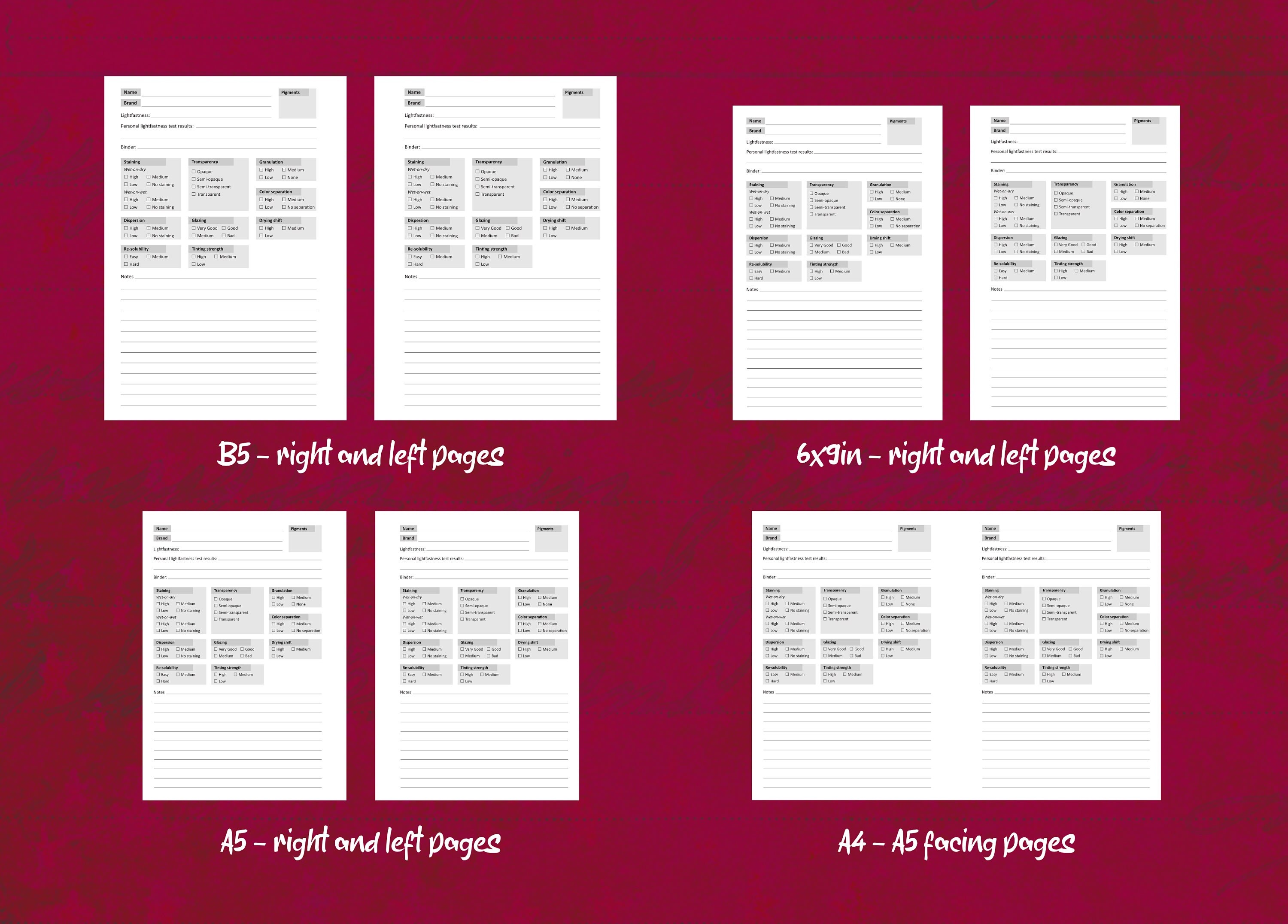 Watercolor Note Sheet. Template/printable - Etsy