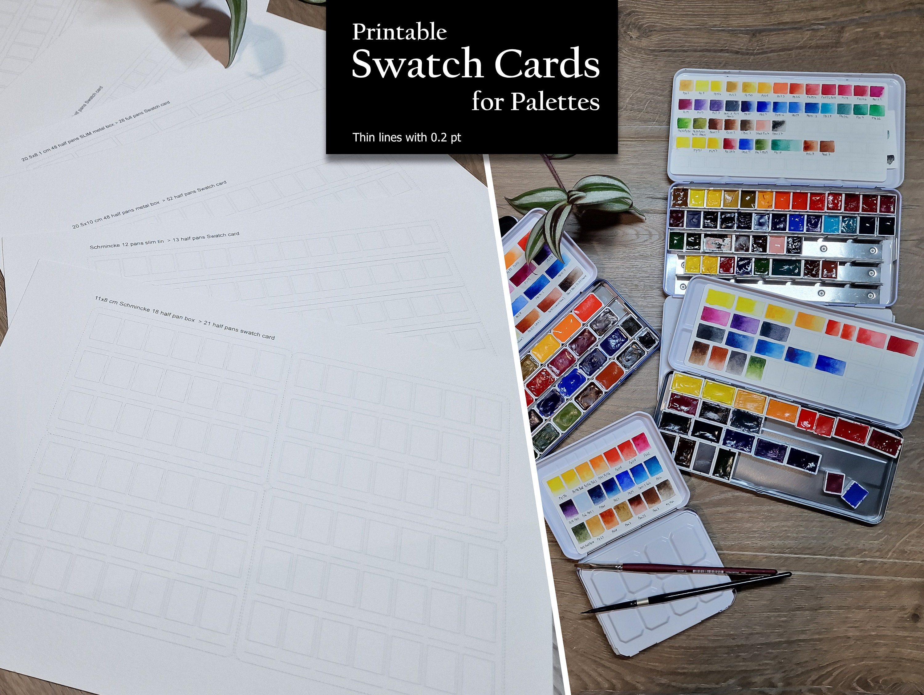 Swatch Cards for Watercolour Palettes - Template/printable - Etsy