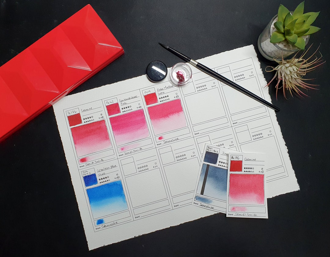 Watercolor Swatch Card (version 2) - Template/printable - Etsy