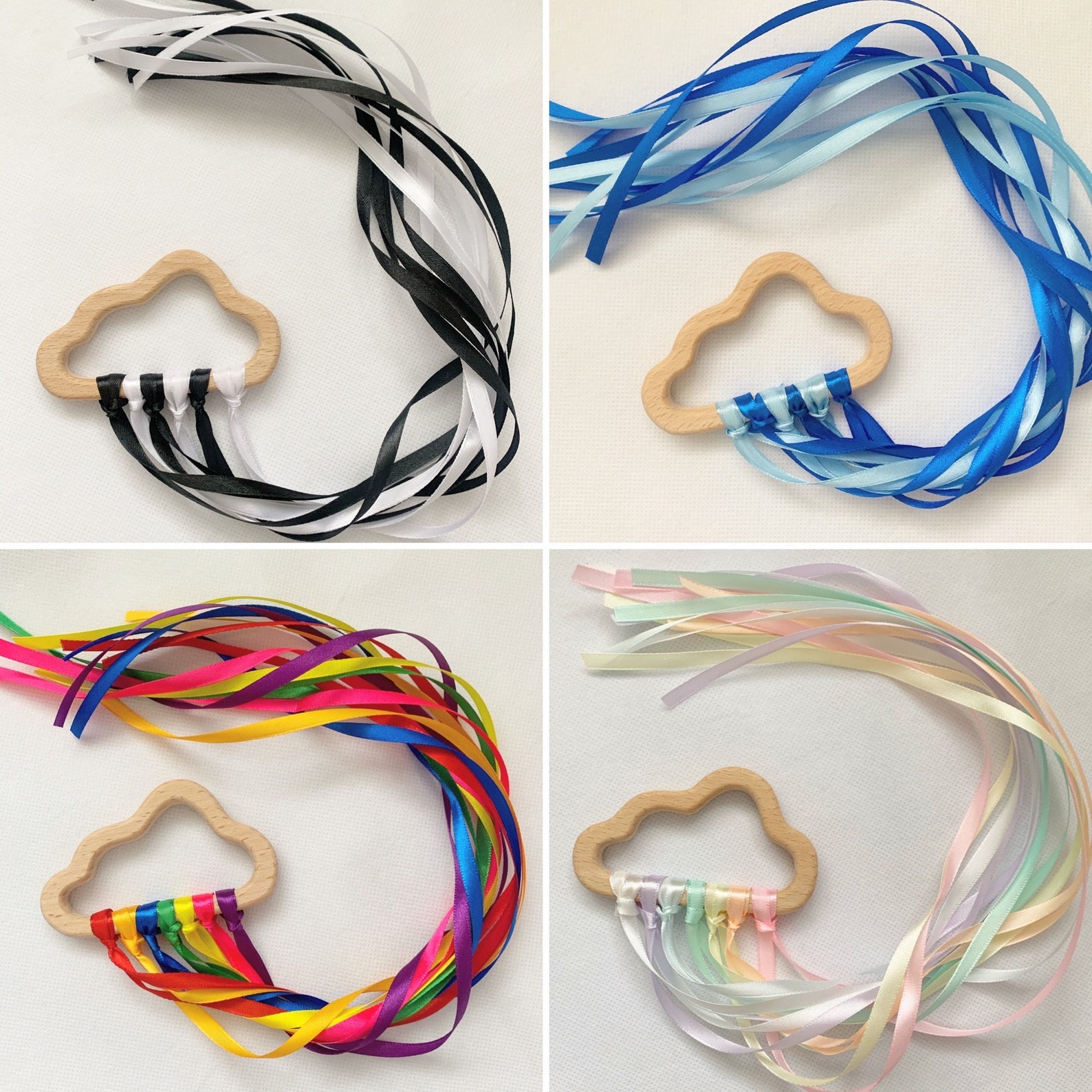 Baby Sensory Cloud Ribbon Ring Black & White High Contrast Extra Long ...