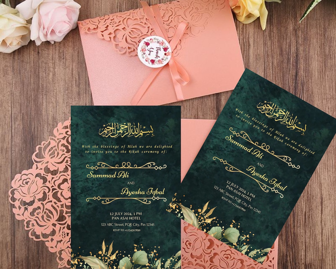 Muslim Wedding Invitation, Arabic Invitation, Islamic Invitation ...