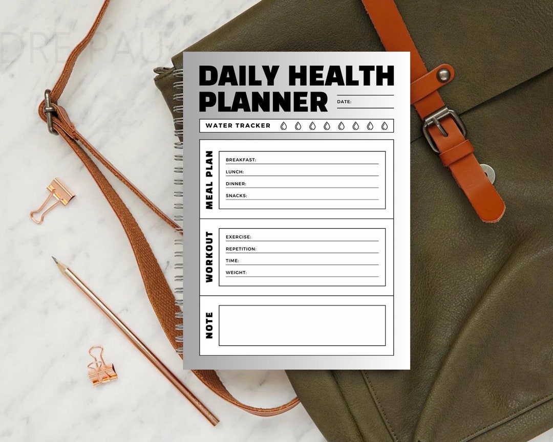 Simple Modern Daily Health Planner, Daily Health Planner, Digital ...