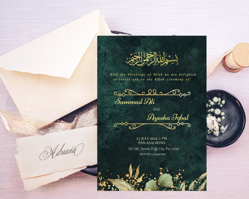 Muslim Wedding Invitation, Arabic Invitation, Islamic Invitation ...