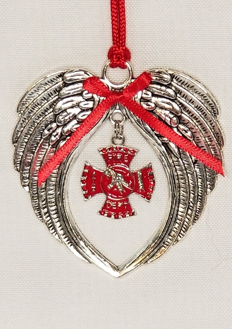 Firefighter Angel Wings | Memorial Angel Wings | Angel Wings Ornament ...